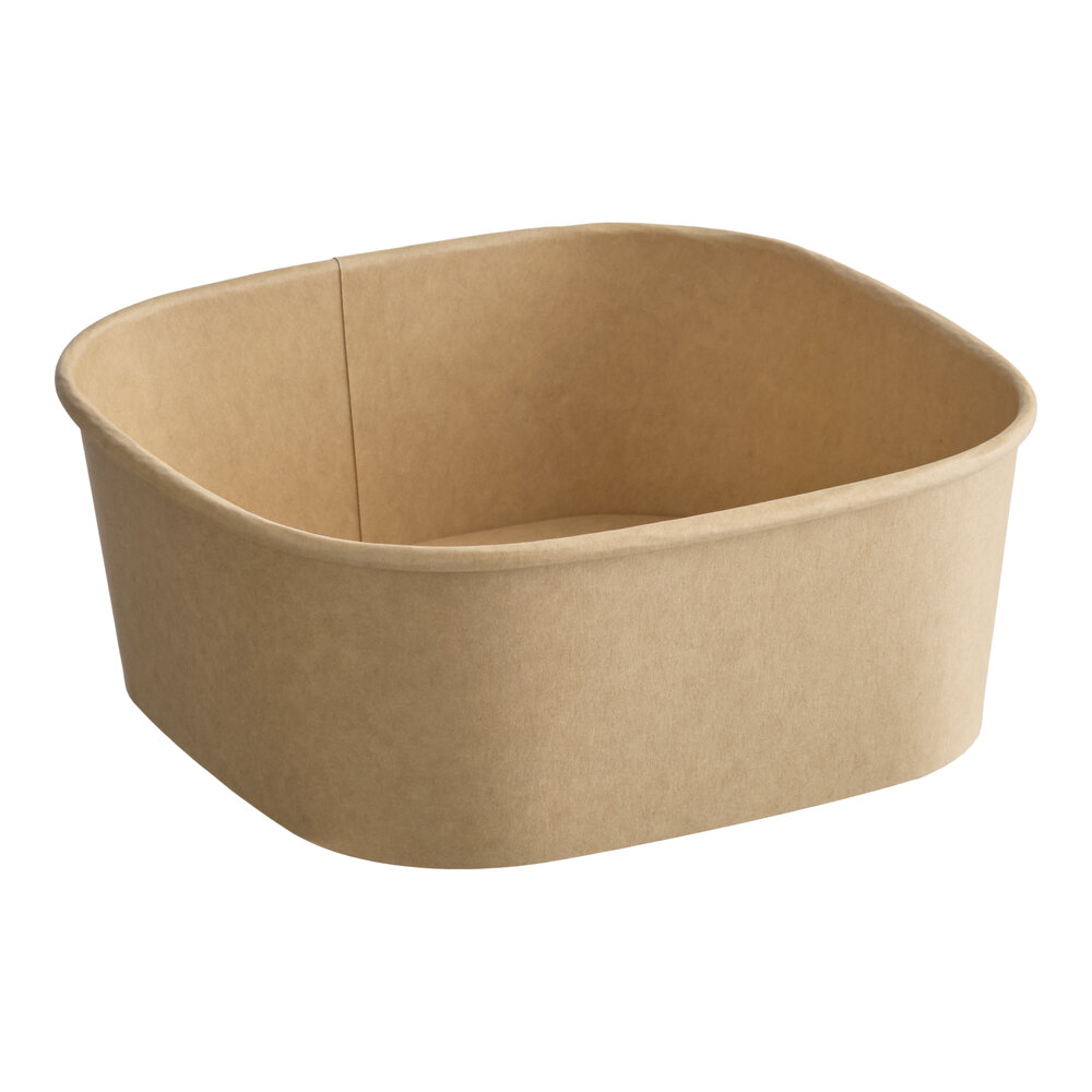 Choice 40 oz. Square Kraft PE-Lined Microwavable Take-Out Container ...