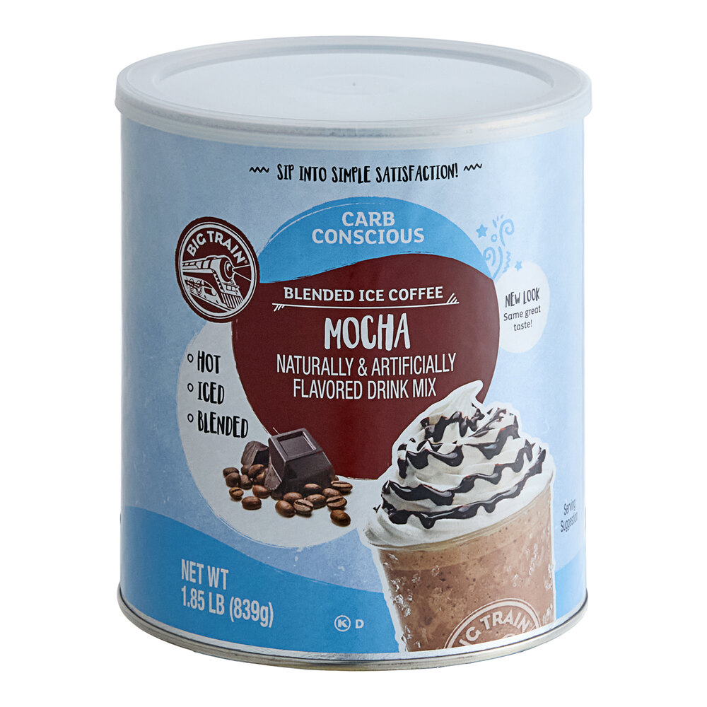 Big Train Low Carb Mocha Blended Ice Coffee Mix 1.85 lb. Can - 2/Case