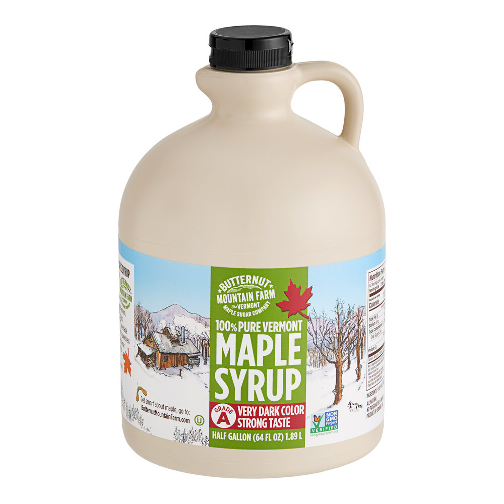 Butternut Mountain Farm Grade A Very Dark Pure Vermont Maple Syrup 0.5 Gallon - 6/Case