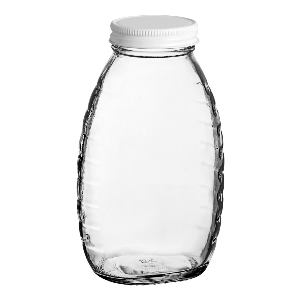 12 oz. (16 oz. Honey Weight) Classic Queenline Glass Honey Jar with ...