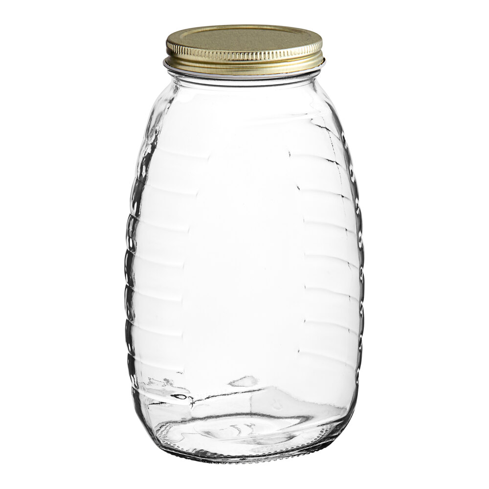 24 oz. (32 oz. Honey Weight) Classic Queenline Glass Honey Jar with ...