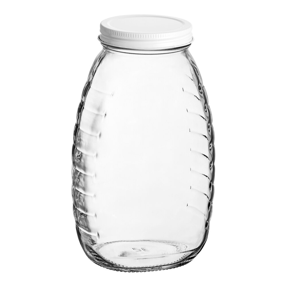 24 oz. (32 oz. Honey Weight) Classic Queenline Glass Honey Jar with ...