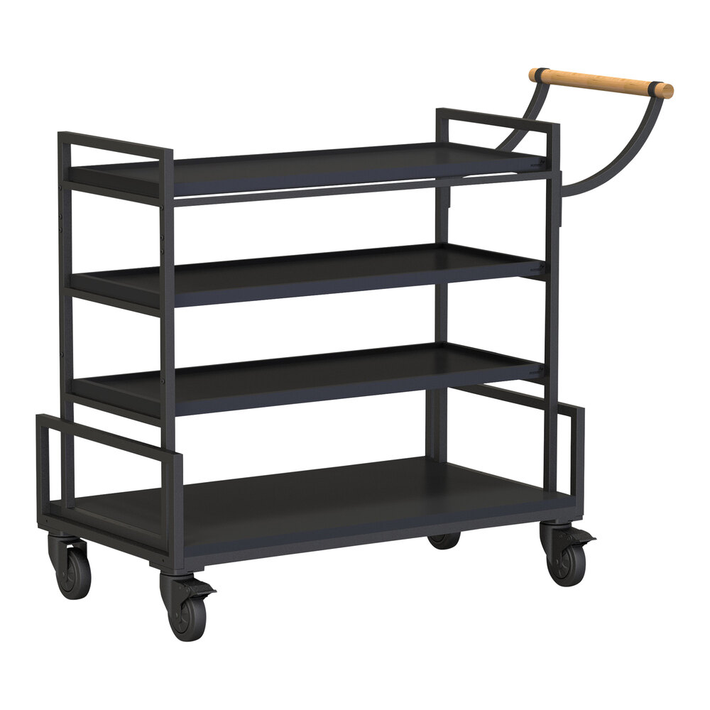 Rosseto Modulite 45 5/16" x 20" x 37 5/8" Black Serving Cart with 3 ...