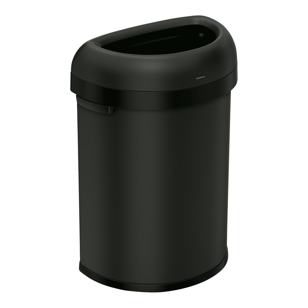simplehuman CW1495 21 Gallon / 80 Liter Matte Black Steel Semi-Round ...