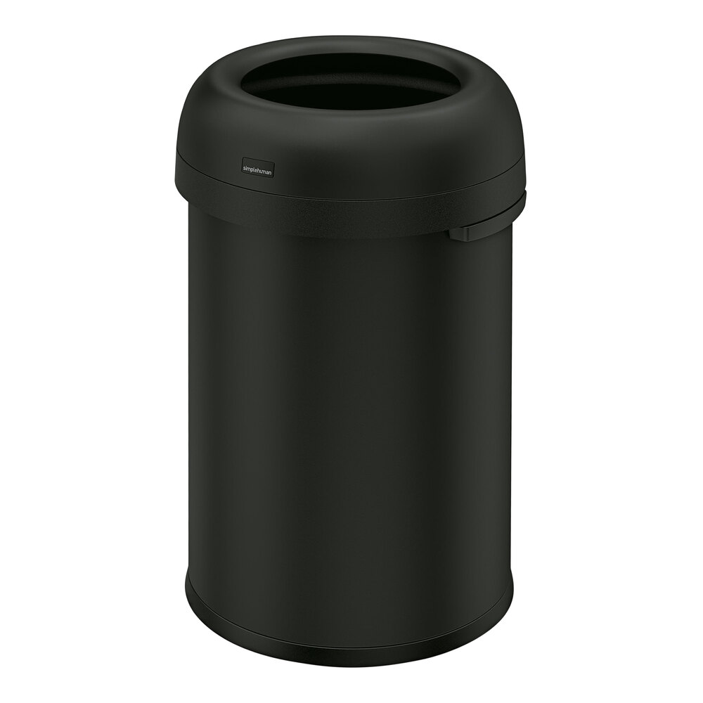 simplehuman CW1493 30 Gallon / 115 Liter Matte Black Steel Bullet Round ...