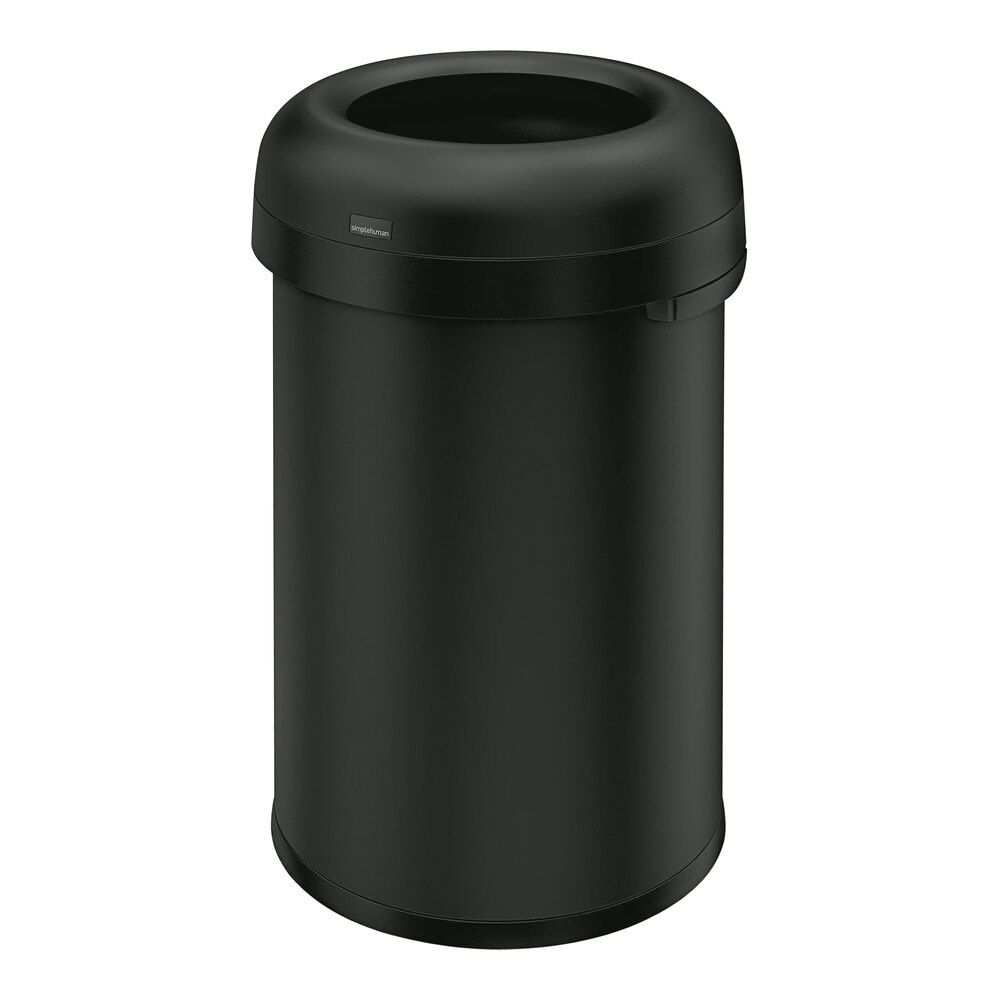simplehuman CW1494 21 Gallon / 80 Liter Matte Black Steel Bullet Round ...