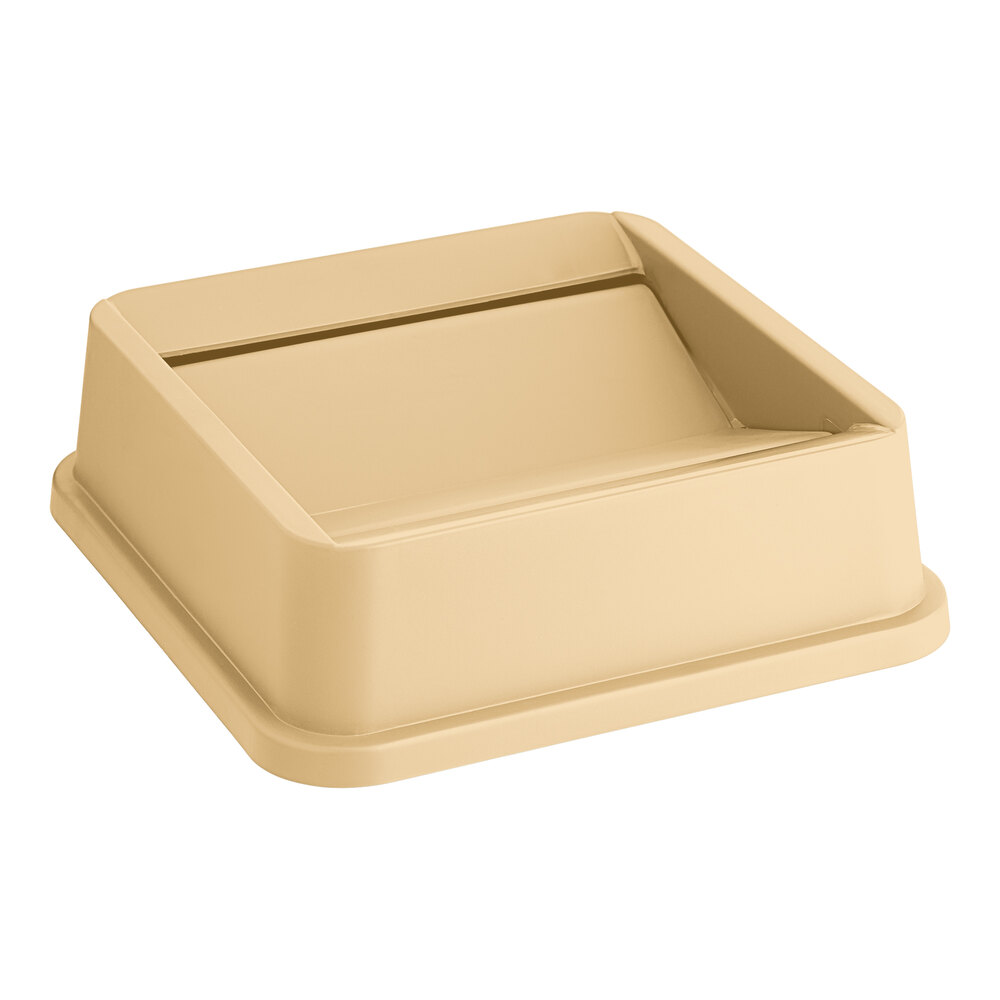Lavex 19 / 23 Gallon Beige Square Trash Can Drop Shot Lid