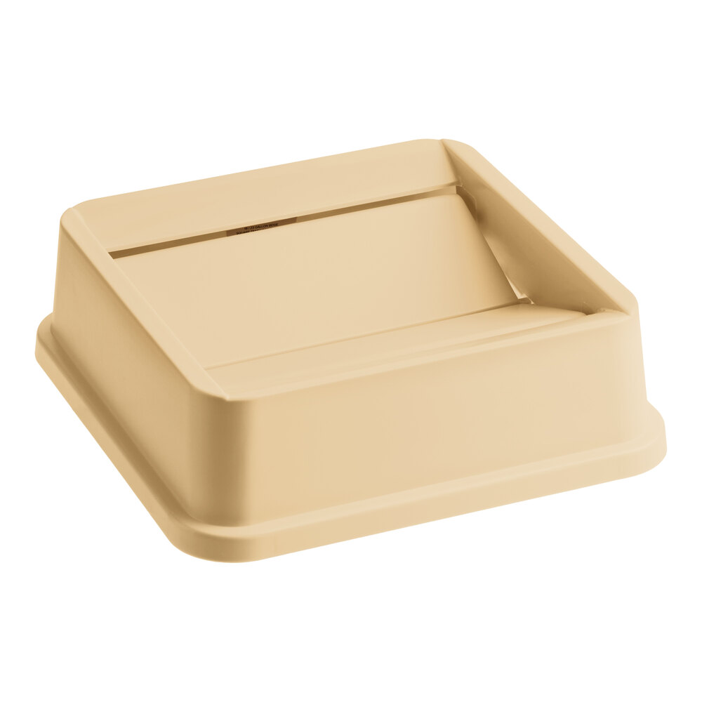 Lavex 19 / 23 Gallon Beige Square Trash Can Drop Shot Lid