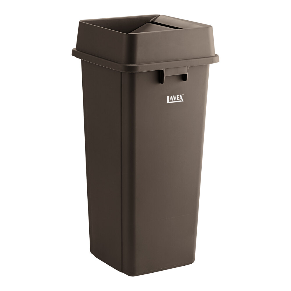 Lavex 23 Gallon Brown Square Trash Can with Drop Shot Lid