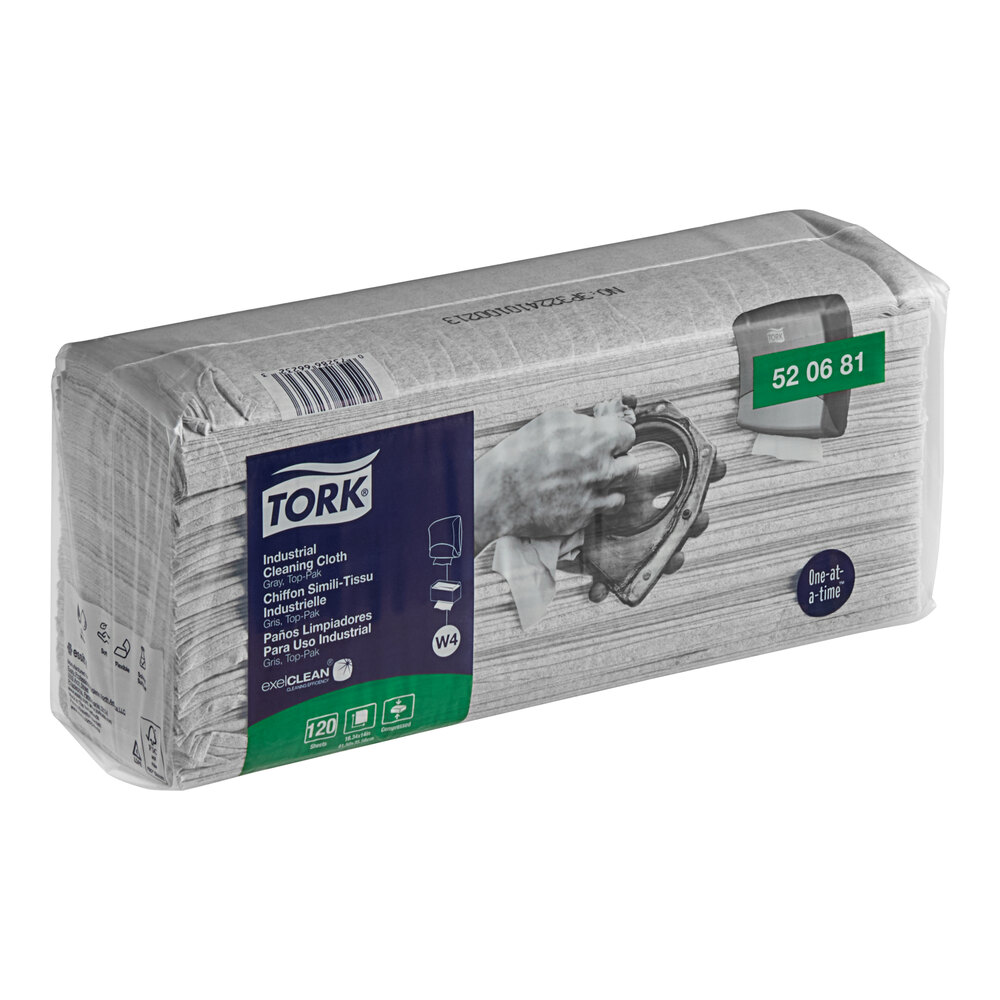 Tork 6 7/16" x 5 1/2" Gray Medium-Duty 1/4 Fold Industrial Cleaning ...