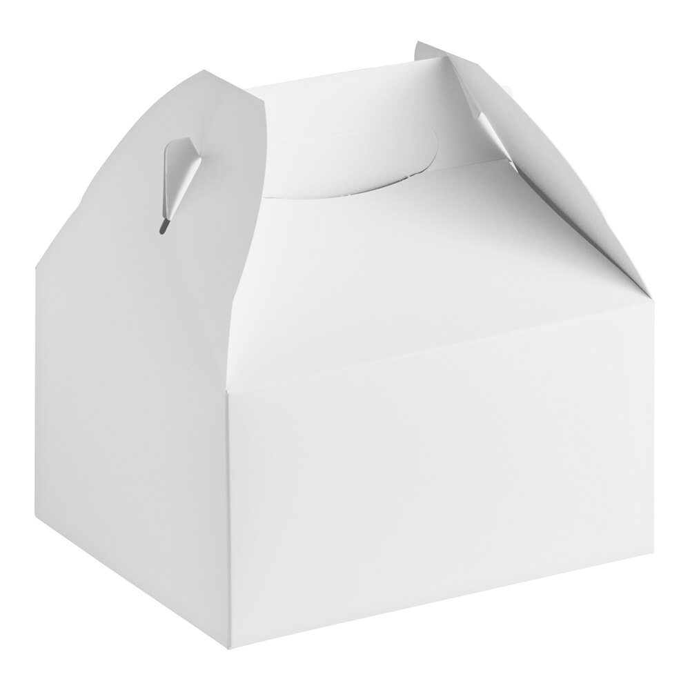 Choice 9" x 7" x 5" White Barn Take-Out Lunch / Chicken Box with Handle ...