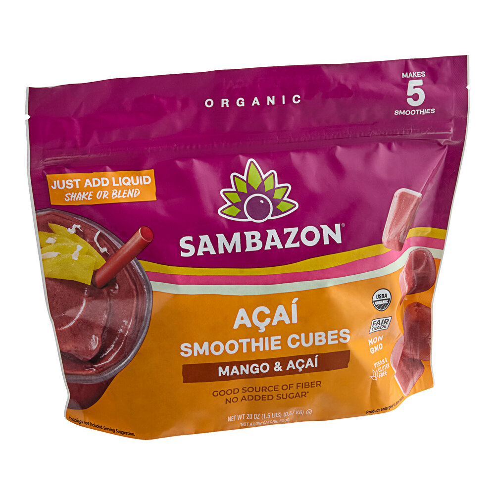 Sambazon Organic Mango & Acai Smoothie Cubes 20 oz. - 6/Case