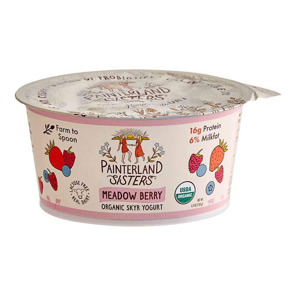 Painterland Sisters Meadow Berry Organic Skyr Yogurt Cup 5.3 oz. - 8/Pack
