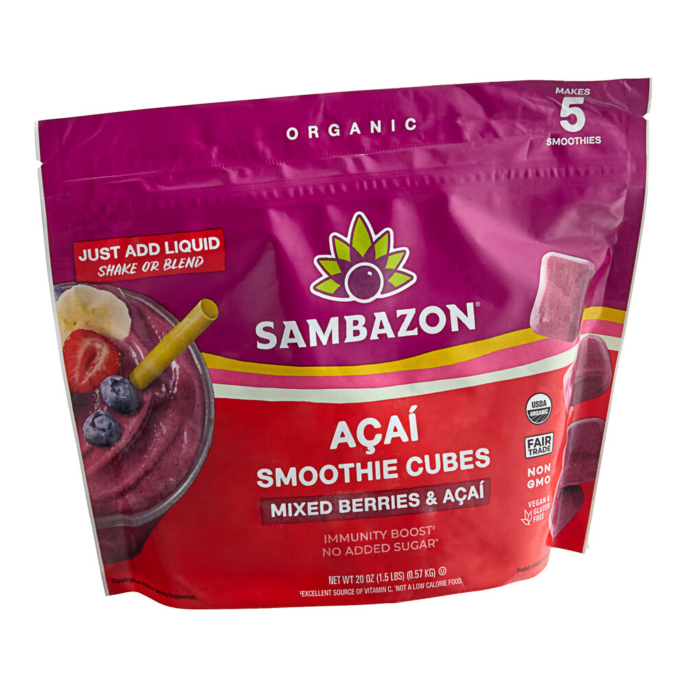 Sambazon Organic Mixed Berries & Acai Smoothie Cubes 20 oz. - 6/Case
