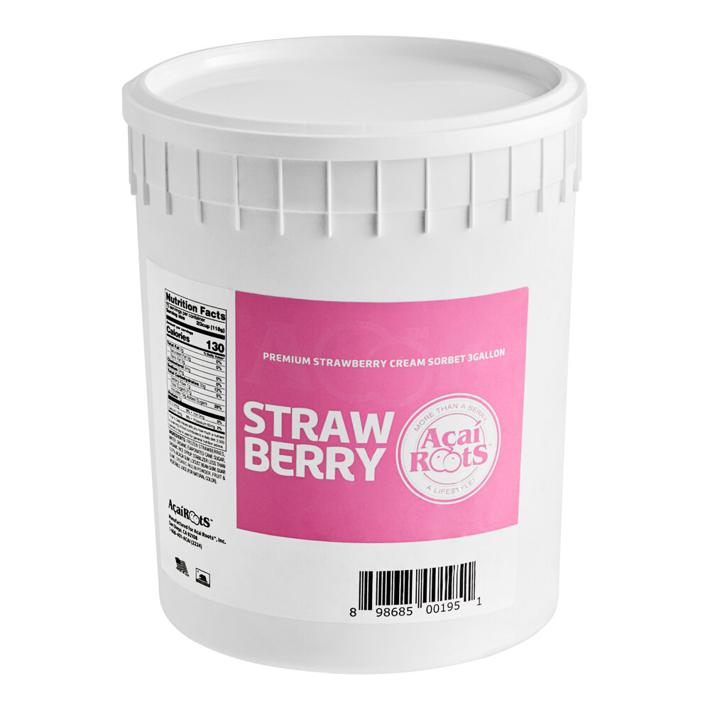 Acai Roots Strawberry Cream Sorbet 3 Gallon