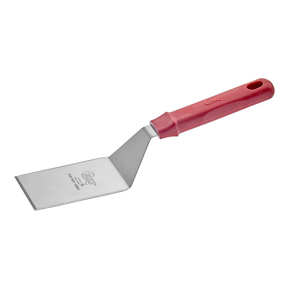 Choice 4" x 3" High Heat Beveled Square Edge Turner with Red Nylon Handle