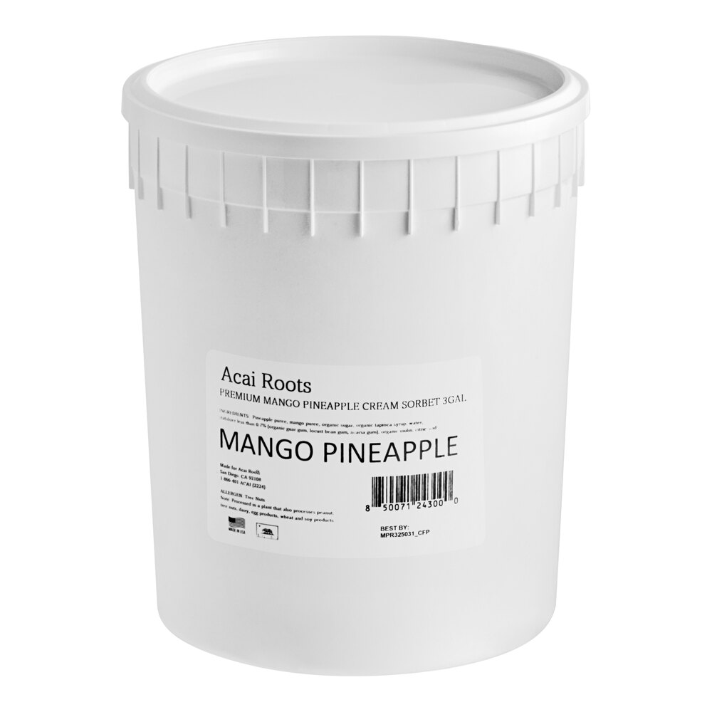 Acai Roots Mango Pineapple Cream Sorbet 3 Gallon