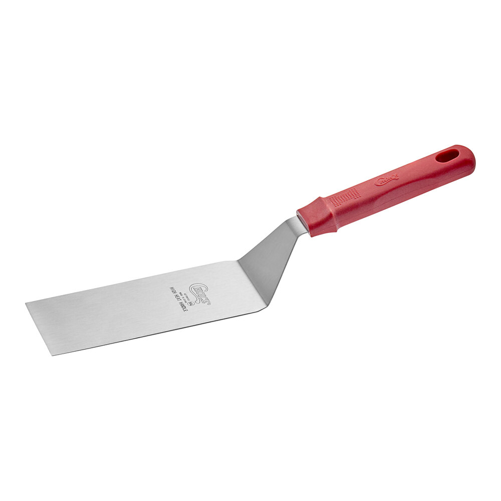 Choice 6" x 3" High Heat Square Edge Turner with Red Nylon Handle