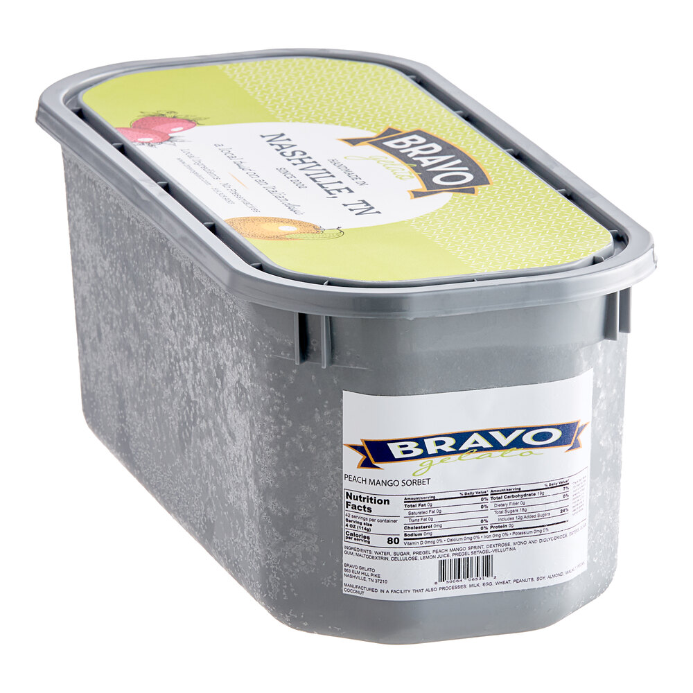 Bravo Gelato Peach Mango Sorbet Tub 5 Liter