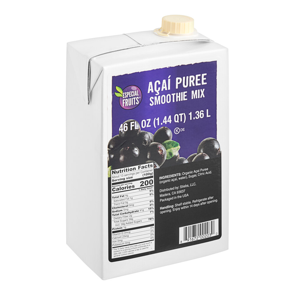 Especial Fruits Acai Puree Smoothie Mix 46 fl. oz. - 6/Case