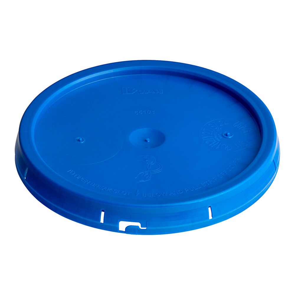 BWAY 5 Gallon Blue Round Pail Cover with Tear Skirt and Gasket - 10/Case