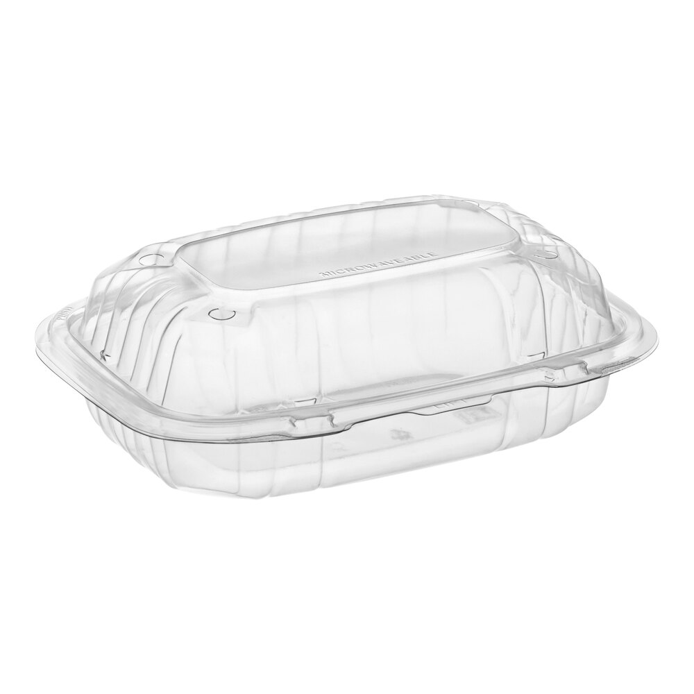 Dart 9" x 6" x 3" Microwavable Clear Hinged Plastic Take-Out Container ...