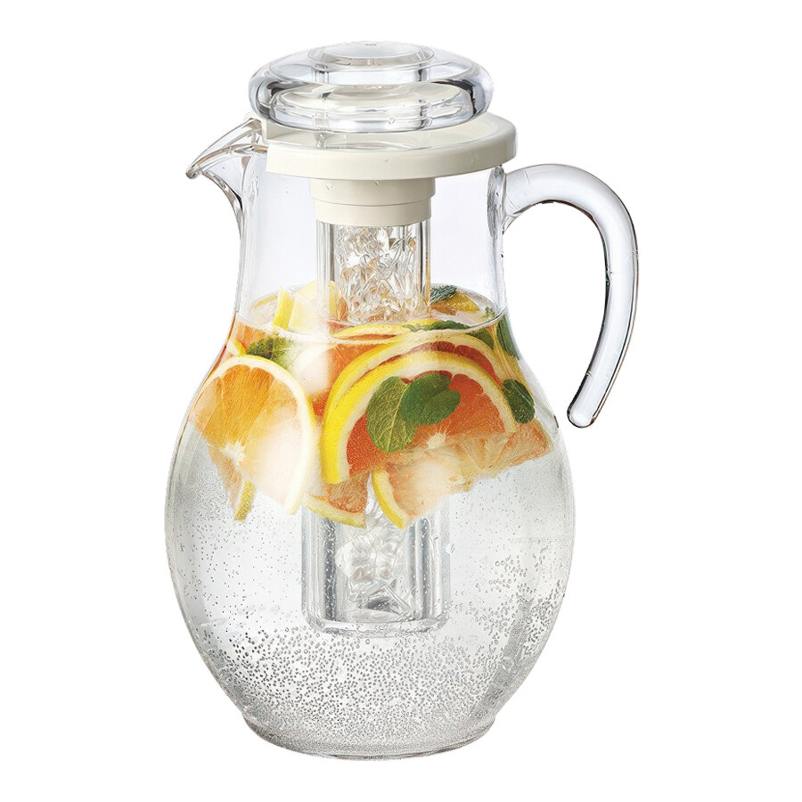Service Ideas 111.5 oz. Round SAN Plastic Pitcher with Ice Chamber SWP33SB