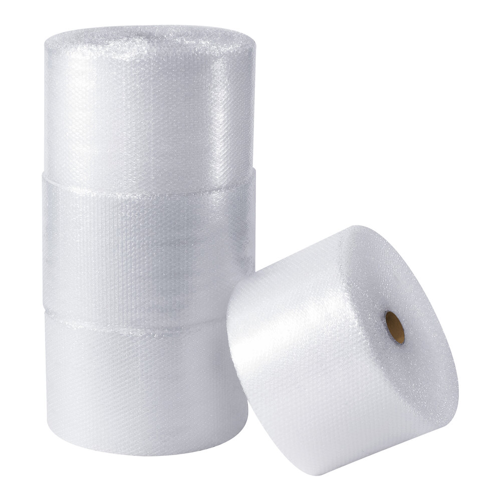 Lavex 12" x 188' Medium 5/16" Parcel Ready Perforated Bubble Rolls - 4/Case