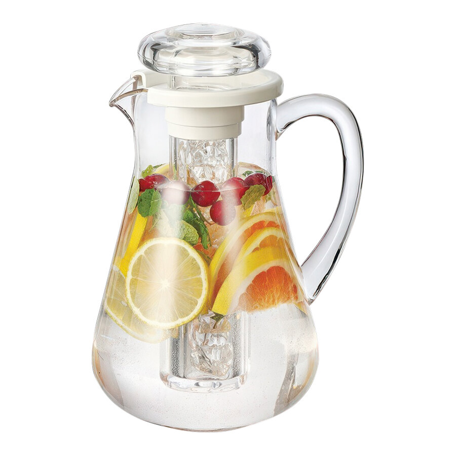Service Ideas 64.2 oz. Round MS Plastic Pitcher with Ice Chamber MWP19SB