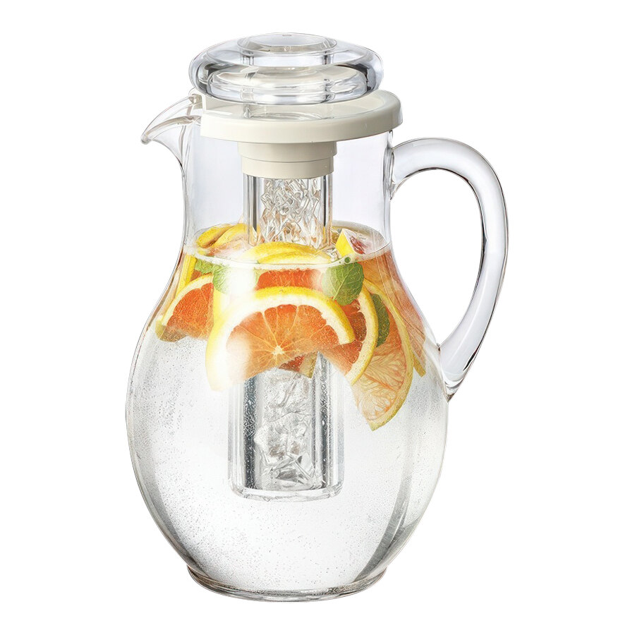 Service Ideas 101.4 oz. Round MS Plastic Pitcher with Ice Chamber MWP30SB