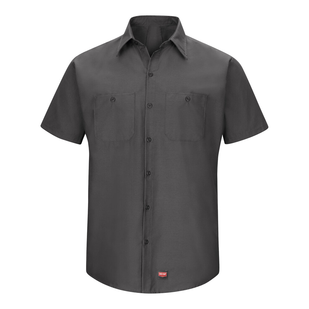 Red Kap SX20 Men's Short Sleeve Charcoal Customizable Moisture-Wicking ...