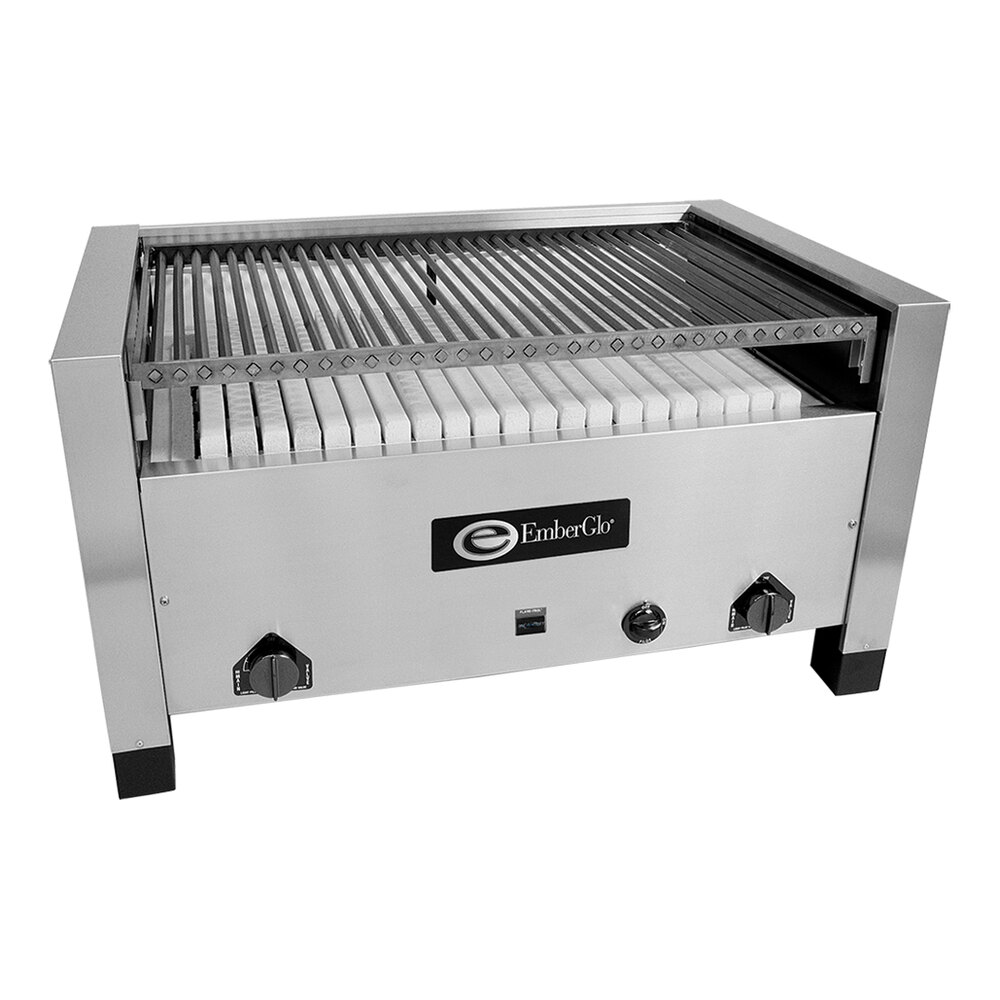 EmberGlo 5020102 31C 36" Natural Gas Open Hearth Open Front Countertop Charbroiler - 68,000 BTU