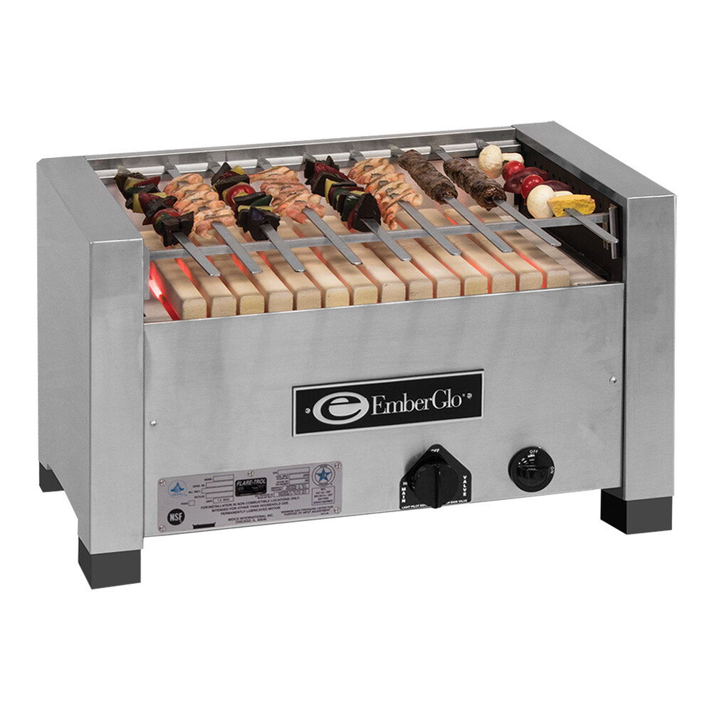 EmberGlo 5110400 25C 26" Liquid Propane Open Hearth Open Front Countertop Kabob Charbroiler ...