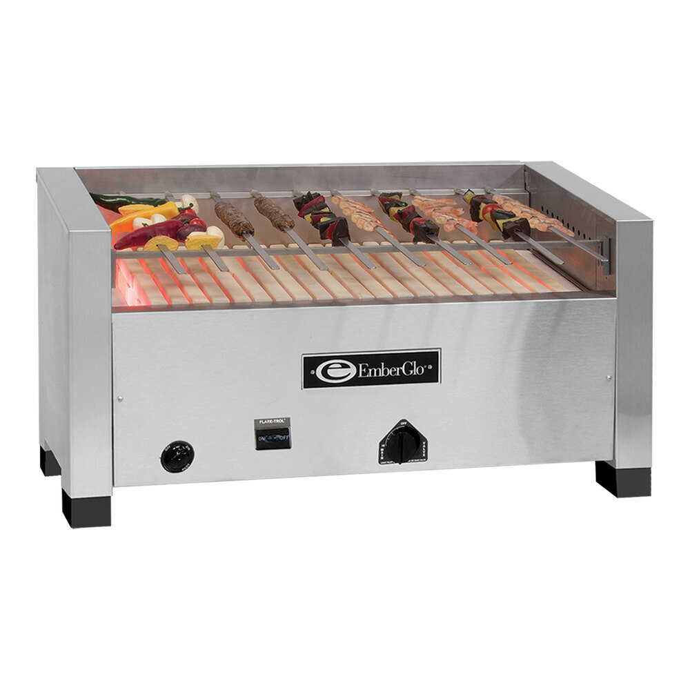 EmberGlo 5110504 25WC 36" Liquid Propane Open Hearth Open Front Countertop Kabob Charbroiler ...