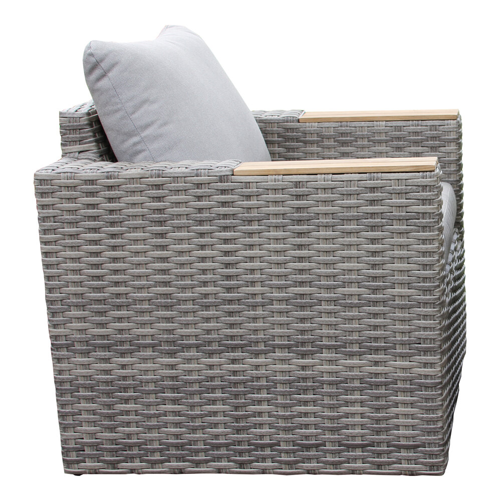 Outdoor Interiors Teak and Wicker Captain's Chair with Storage Compartment