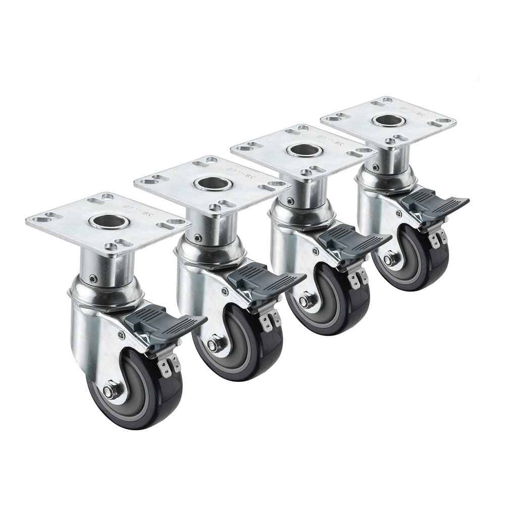 Krowne 28-114S 6" - 7" Adjustable Height Swivel Plate Caster Set with 3 ...
