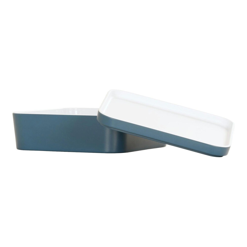 Cal-Mil 8 1/4" Stone Blue Square Melamine Bento Box - 3/Case