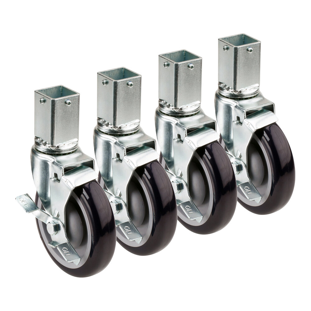Krowne 28-174S 5" Wire Shelving Swivel Square Post Caster Set with Side ...