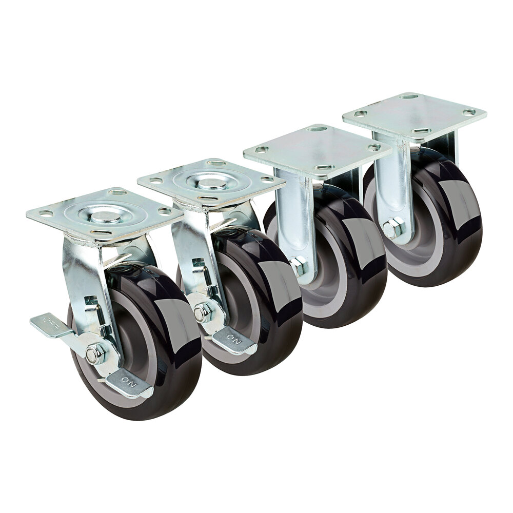 Krowne 28-180S 6" Heavy-Duty Large Plate Caster Set with 4 1/2" x 4 1/8 ...