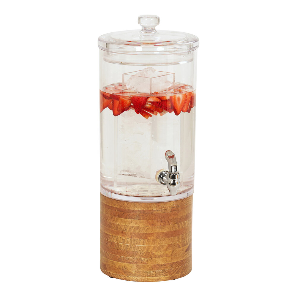 Cal-Mil Madera 1.5 Gallon Round Beverage Dispenser with Ice Chamber and ...