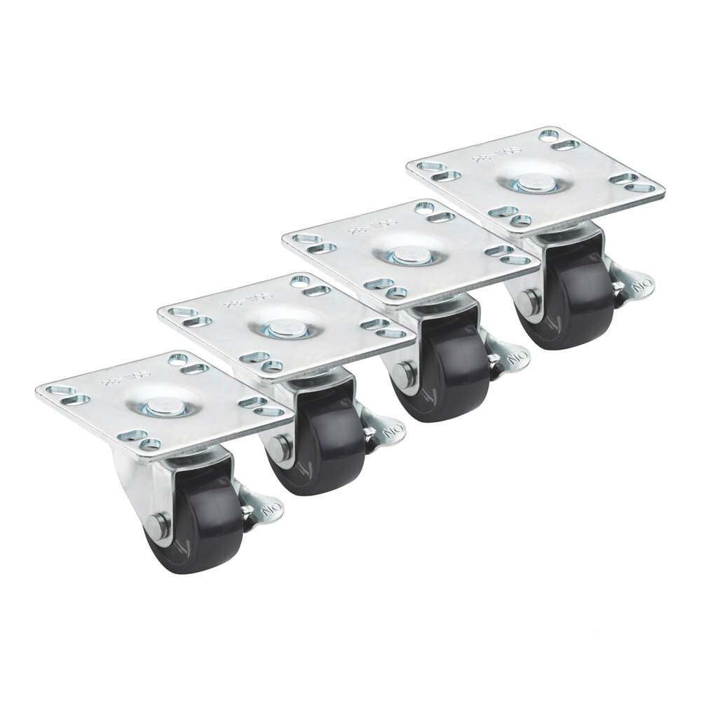 Krowne 28-110S 2" Low-Profile Swivel Plate Caster Set with 3 1/2" x 3 1 ...