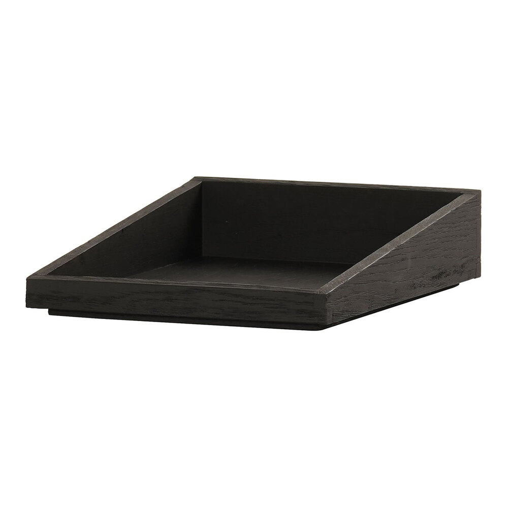 Cal-Mil Brooklyn 10" x 12" x 3" Black Half-Size Angled Wood Tray / Box ...