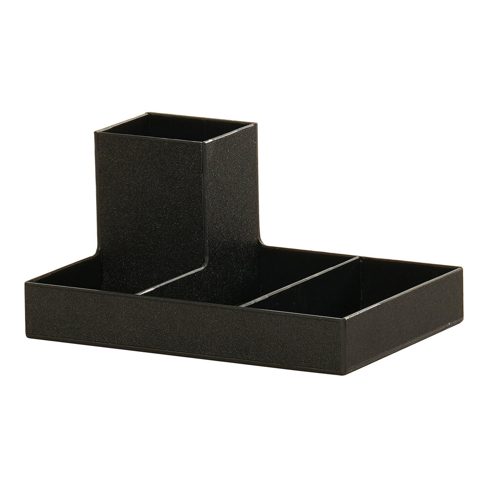 Cal-Mil Classic 8 3/4" x 6" x 4 1/4" Black Plastic Condiment Organizer