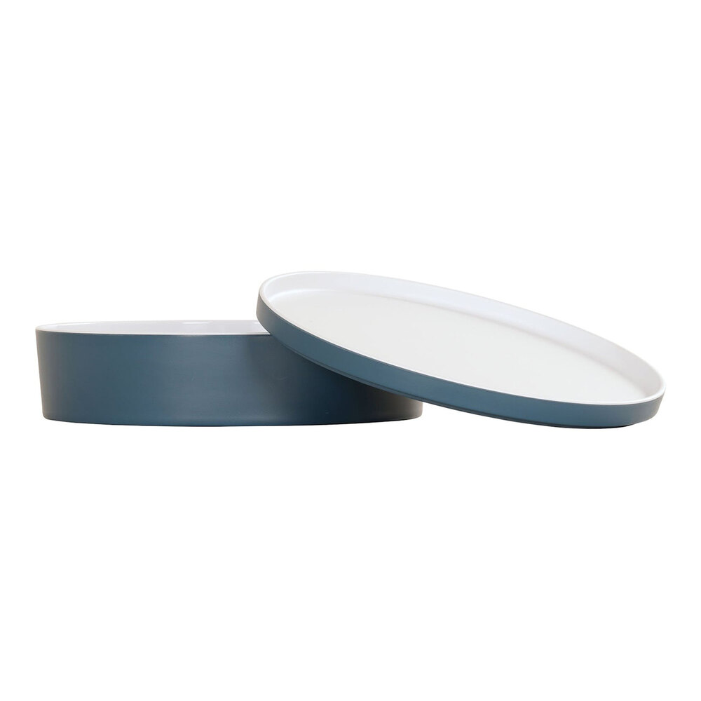 Cal-Mil 10 1/2" Stone Blue Round Melamine Bento Box - 3/Case