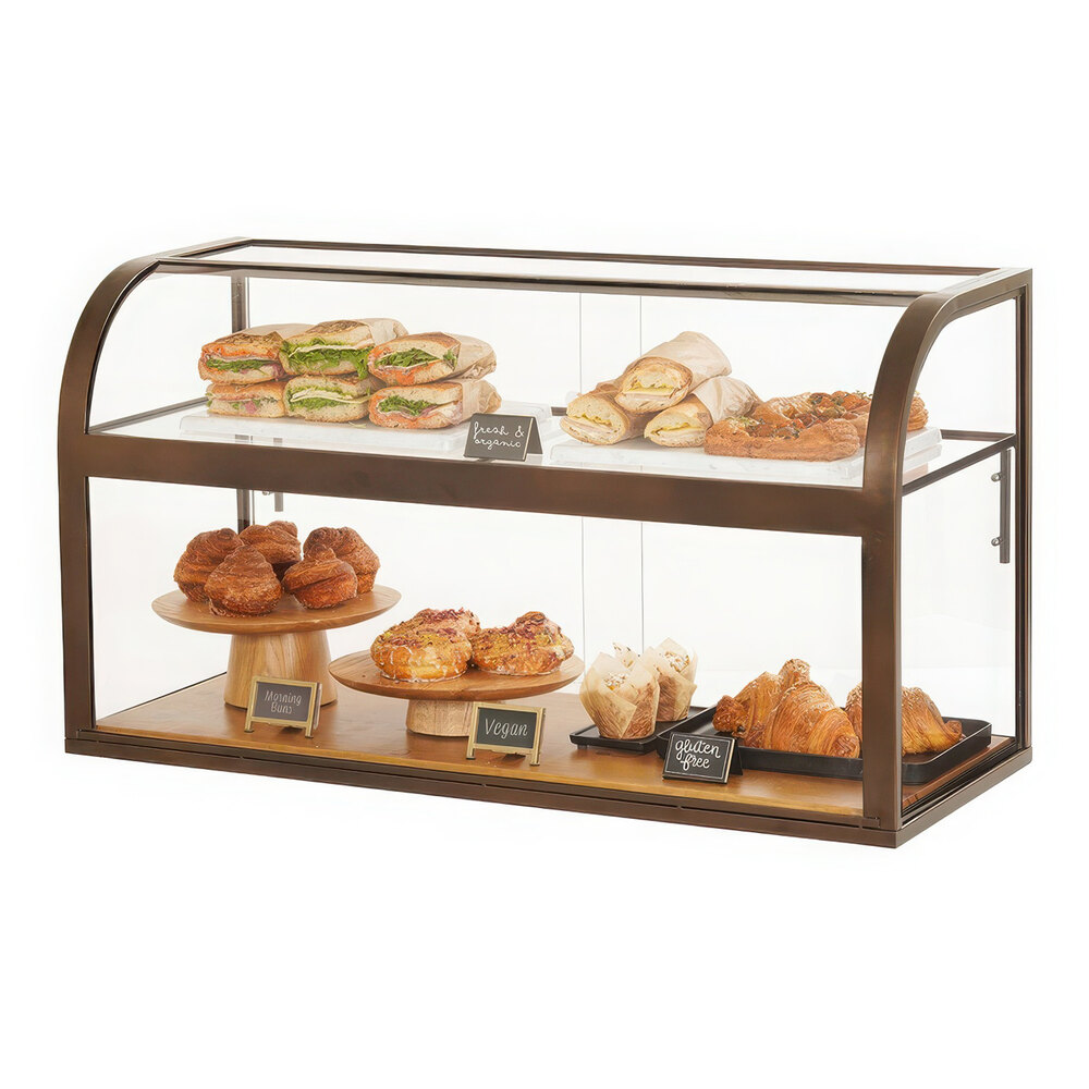 Cal-Mil Sierra 42" x 17" x 23" 2-Tier Wood Display Case with Bronze ...