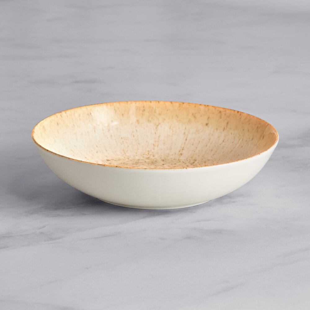 Acopa Cape 8 1/8" Round Dune Beige Porcelain Deep Coupe Plate - 12/Case