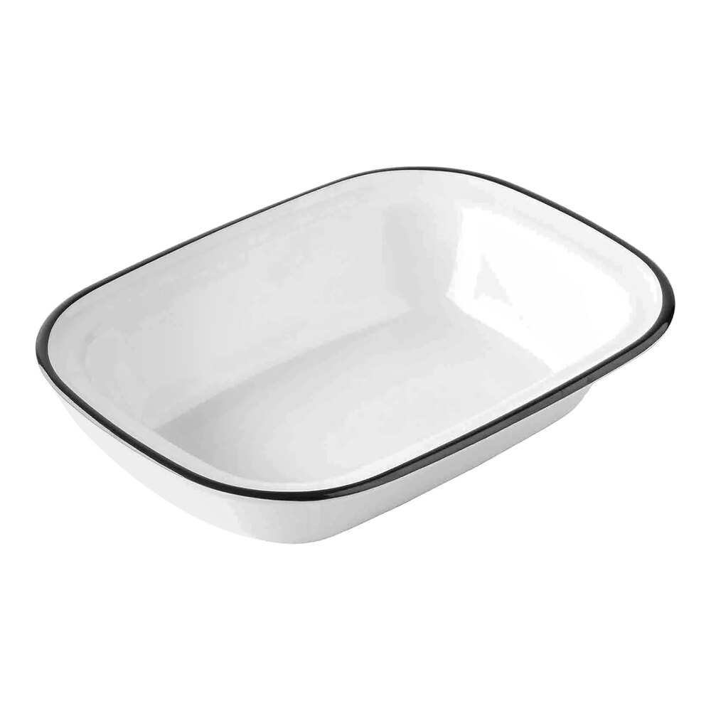 TableCraft Canteen Collection 48 oz. White Rectangular Melamine Serving ...