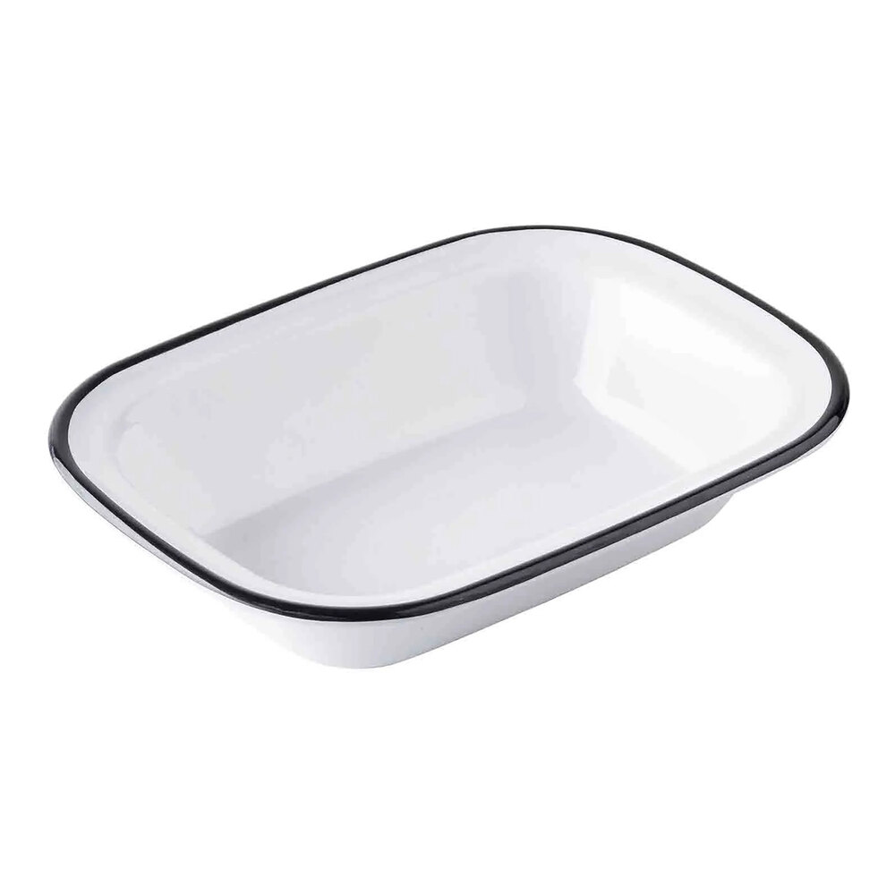 TableCraft Canteen Collection 30 oz. White Rectangular Melamine Serving ...