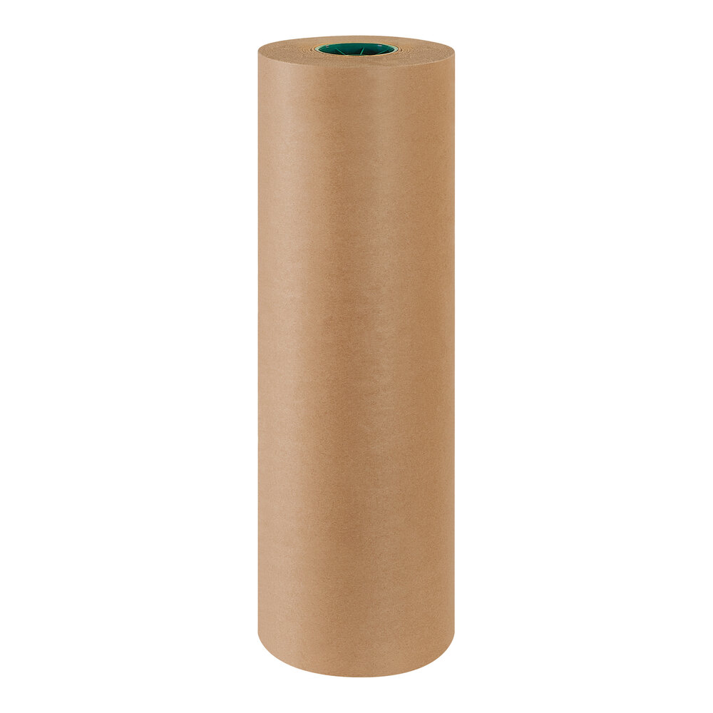 Lavex 24" x 600' 50 lb. Poly-Coated Kraft Packing Paper Roll