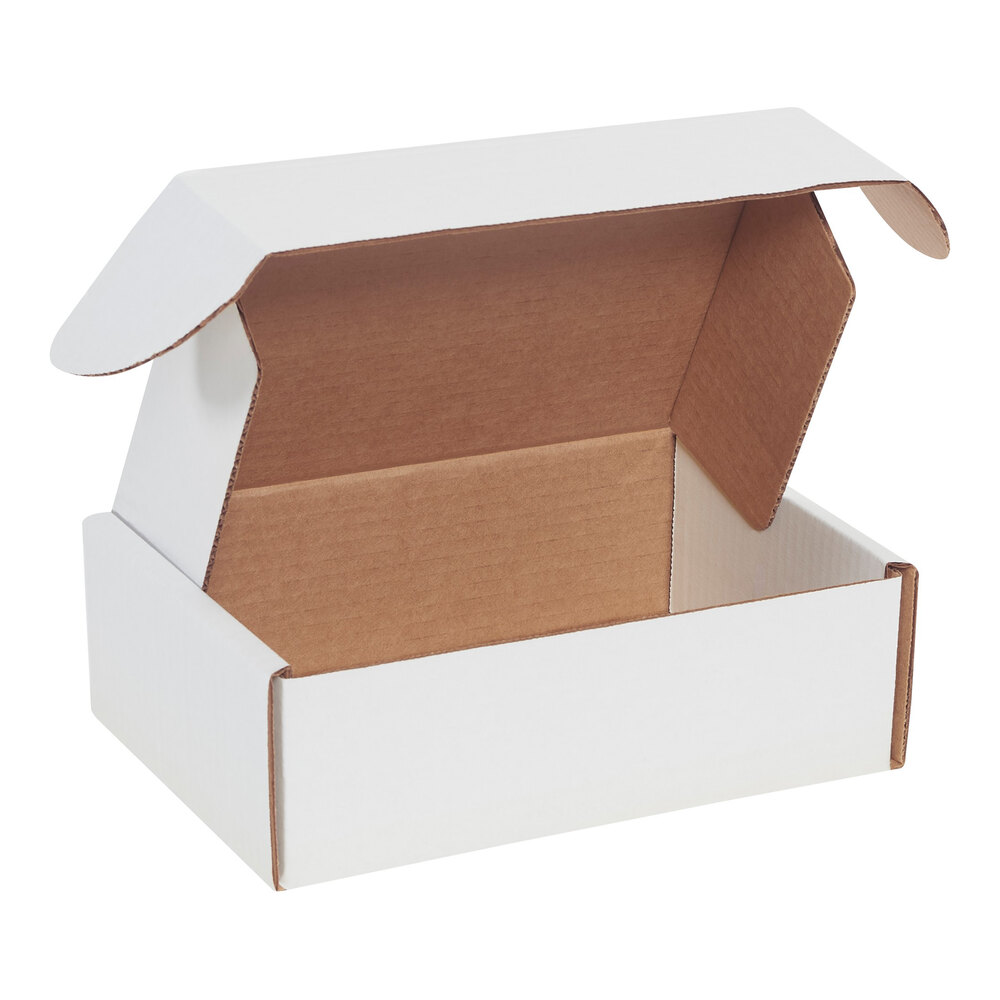 Lavex 9" x 6 1/4" x 3" White Deluxe Corrugated Mailer with Front ...